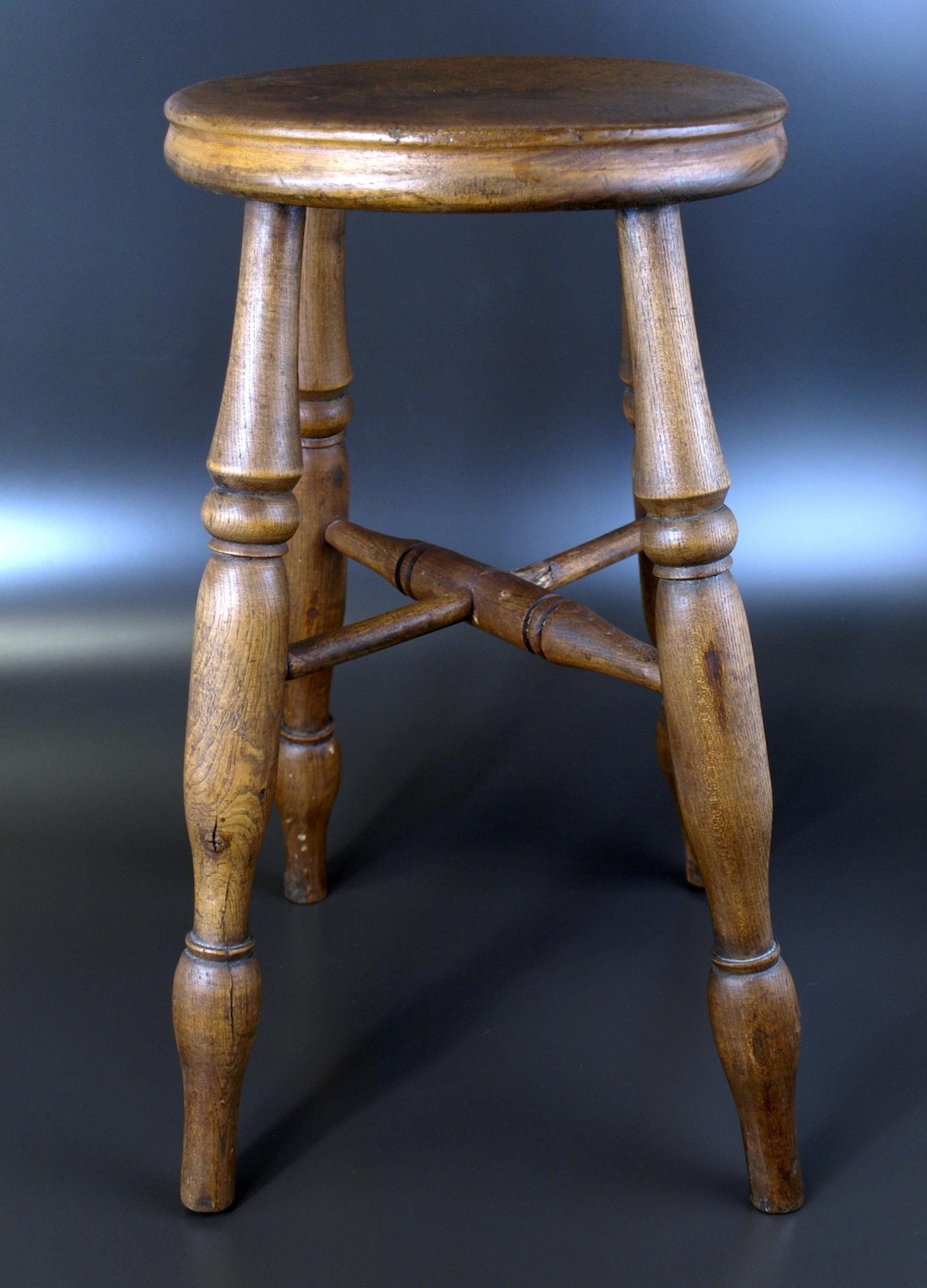 Antique Victorian Bar Stool, Circa Late 1800's - Round Top W/ Solid Elm ...