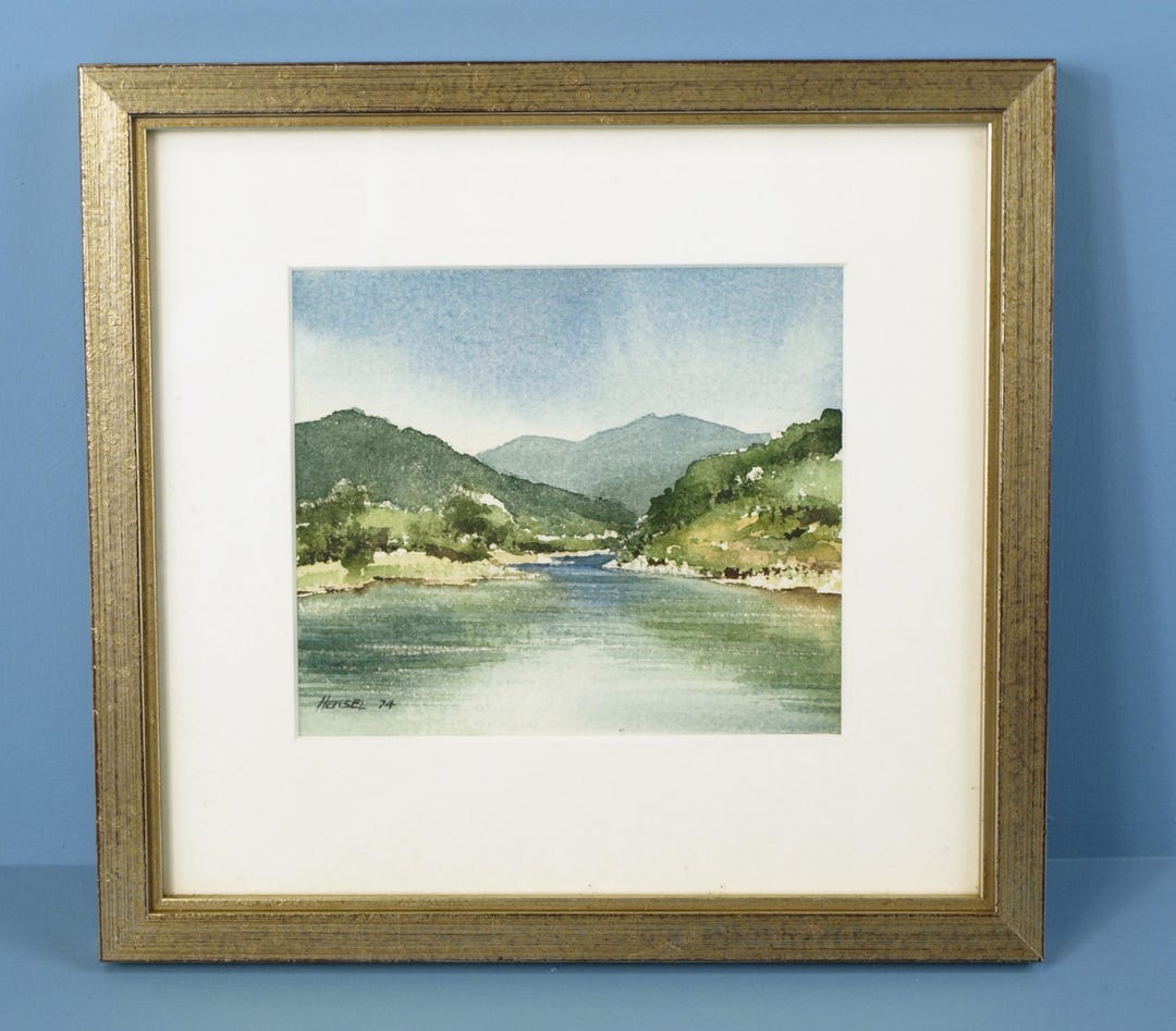 Original Joann Hensel Watercolor Painting Landscape Art of a Mountain ...