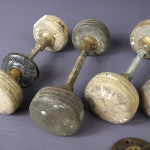 Antique Reclaimed Wooden Door Knob Sets, 5 Complete Sets Plus Parts - for Home Use or Projects ...