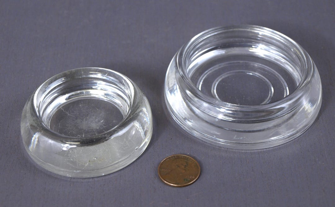 Vintage Glass Furniture Slides, Mismatched Set of 2 - 2 3/8" Diam. and ...