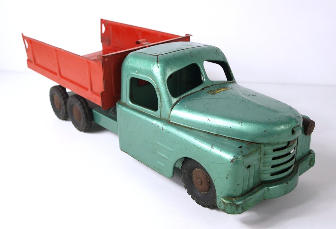Vintage Structo Toys Dump Truck, Circa 1950's Red & Green W/ Original ...