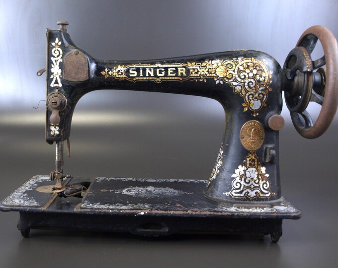 Antique 1898 Singer Sewing Machine W/ Tiffany Decal, Model 27 Treadle ...