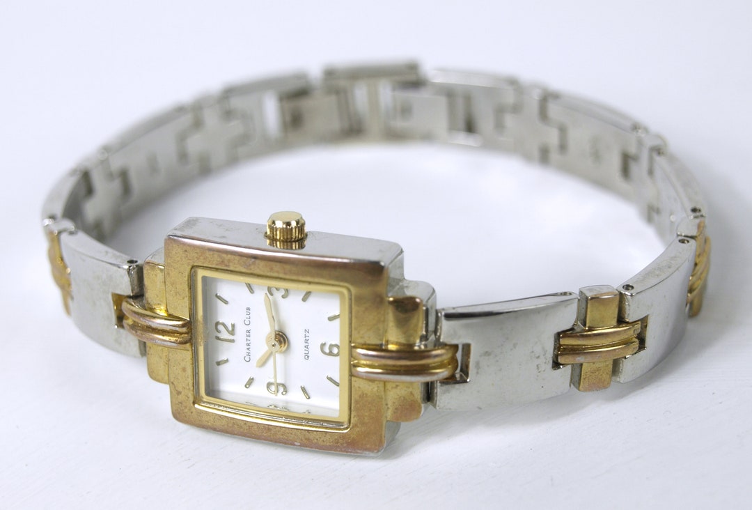 Vintage CHARTER CLUB Women's Quartz Two Tone Wrist Watch W/ Two Tone ...