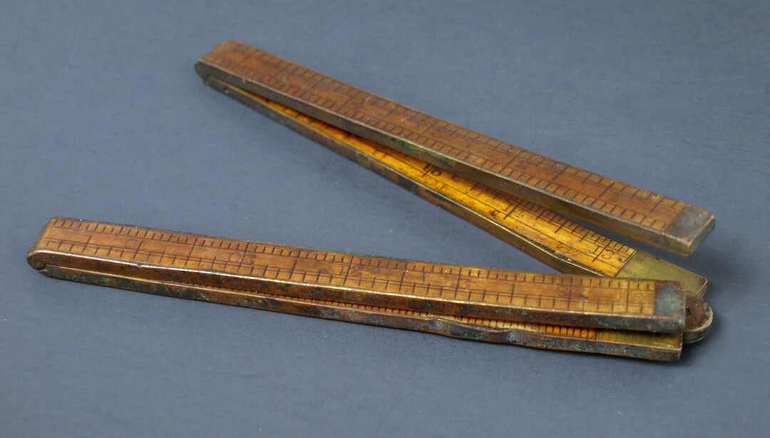 Vintage Wood & Brass Folding Ruler Carpenter's Rule Collectible Tools ...