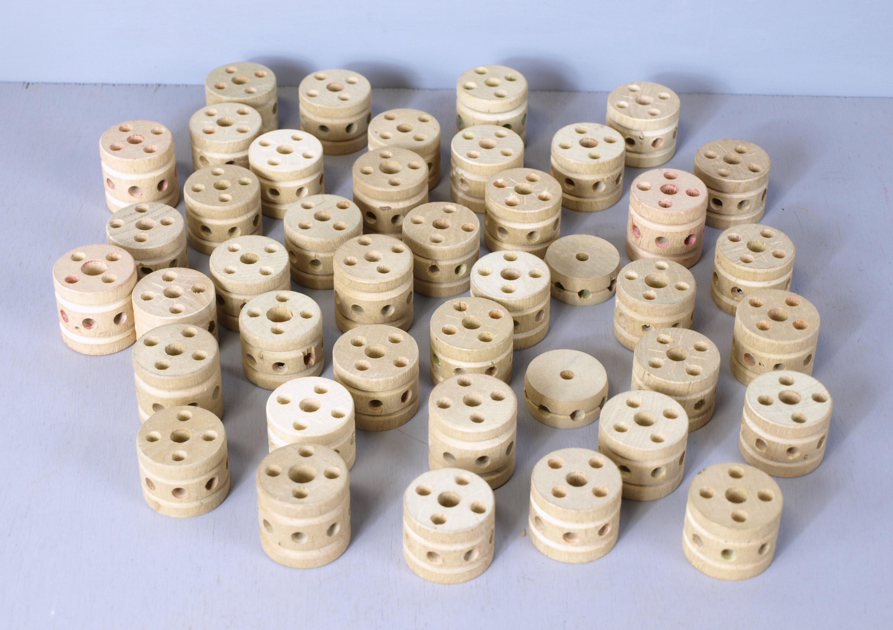 Vintage Tinker Toy Wooden Parts, Wide Large & Small 5-hole Spool Wheels ...