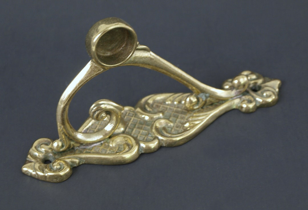 Vintage Solid Brass Foot Rail / Bar Rail Support & End Cap Fits .75 ...