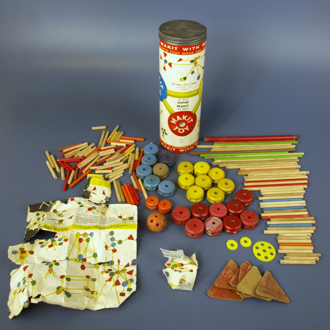 Vintage Super Makit Toy No. M150 - Division of Lincoln Logs W/ 158 ...