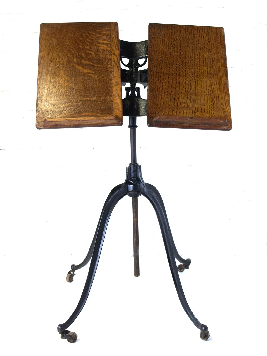 Antique Cast Iron and Wood Pedestal Book Stand Circa 1800's Victorian ...