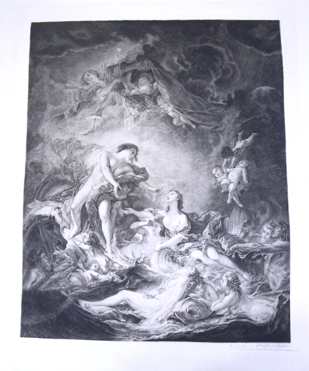 Antique Louvre Museum Produced Etching by Carle Dupont of "the Setting ...
