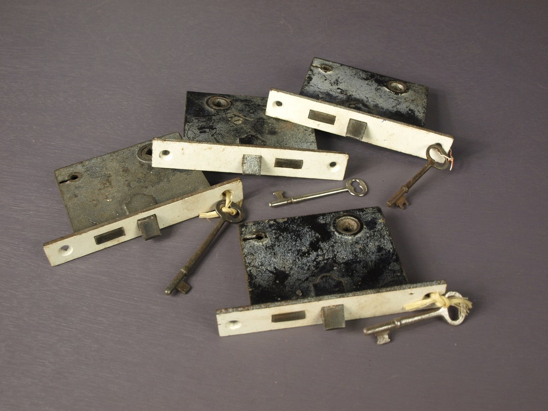 Antique Cast Iron Mortise Door Locks, Set of 4 WITH KEYS, Circa 1900's ...
