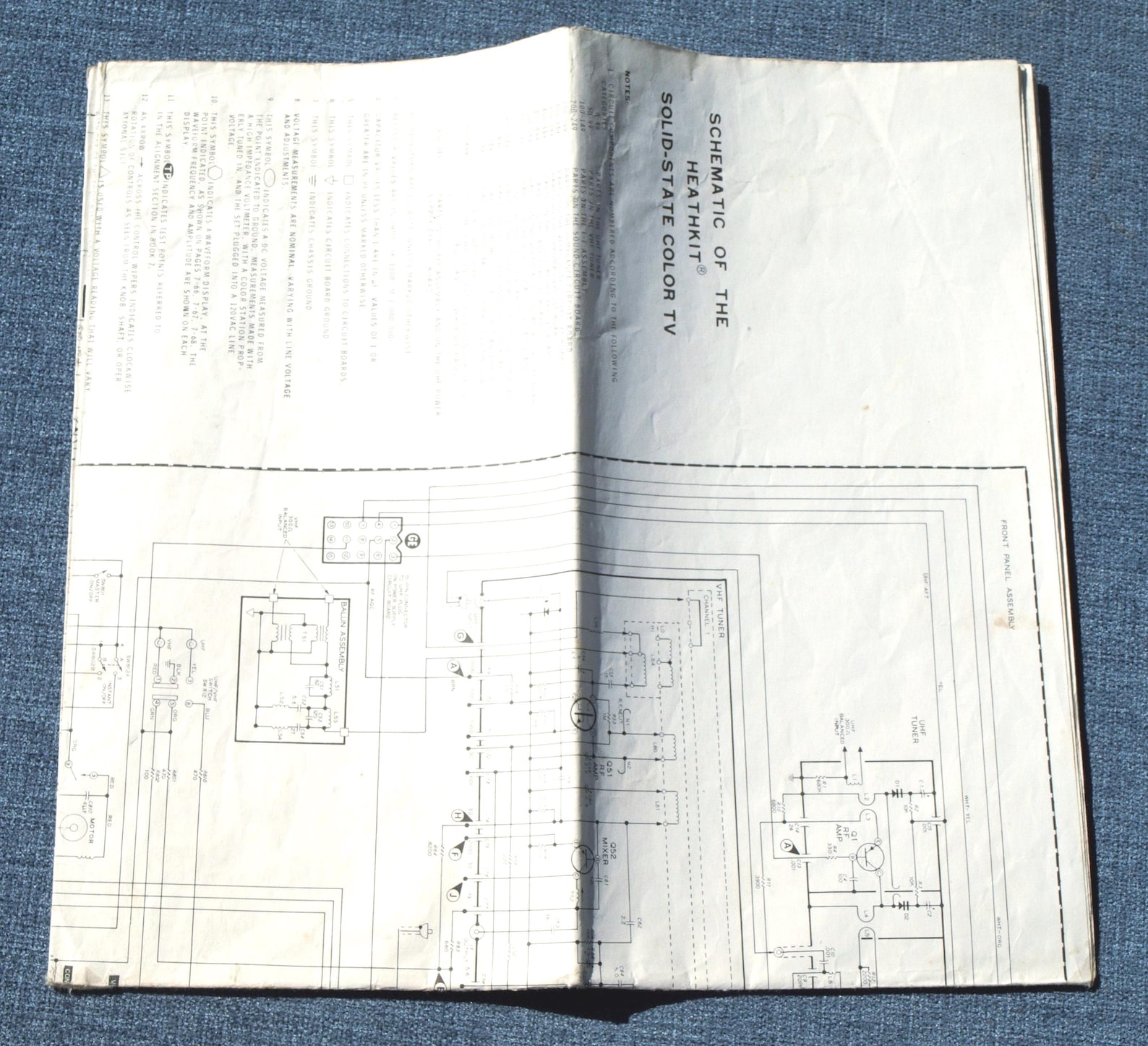 Schematic of the Heathkit Solid State Color TV / Television - Fold Out ...