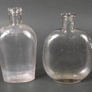 Vintage Clear Bottle Flask Collectibles, Set of 2 - One Pumpkin Seed ...