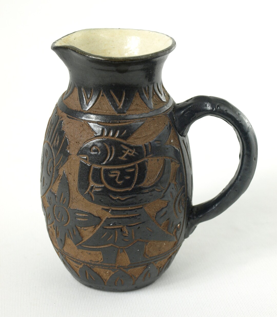 Vintage Japanese Earthenware Pitcher - Okinawa, Japan - Yachimun Hand ...