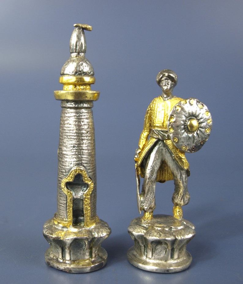 Rare Giuseppe Vasari Ottoman Empire Gilt Chess Pieces - SOLD SEPARATELY ...