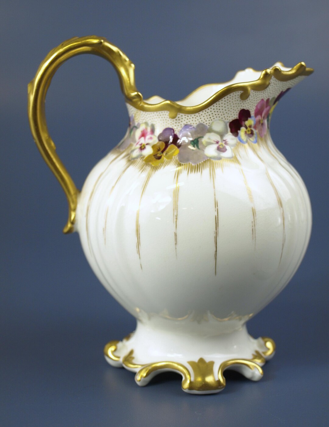 Rare Antique Brown Westhead & Moore Pansy Creamer Pitcher - Cauldon ...