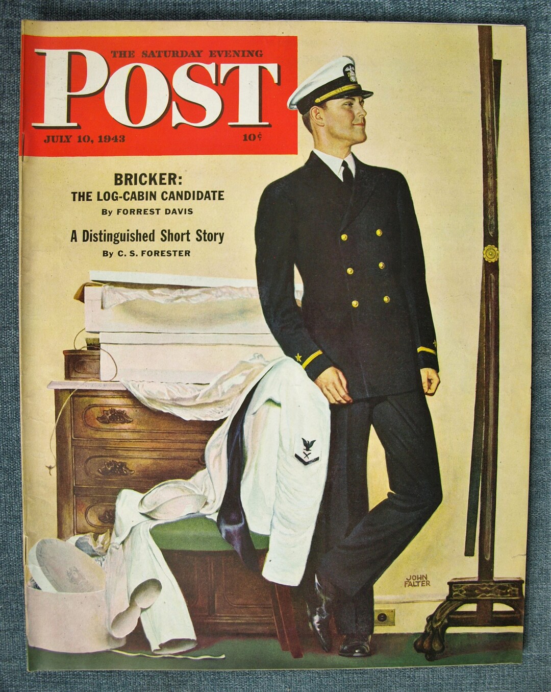 WWII Era the Saturday Evening Post July 10, 1943 John Falter Cover in 9 ...
