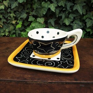 Robin Spear Pottery Moons and Stars Ceramic Mug and Plate in Black ...