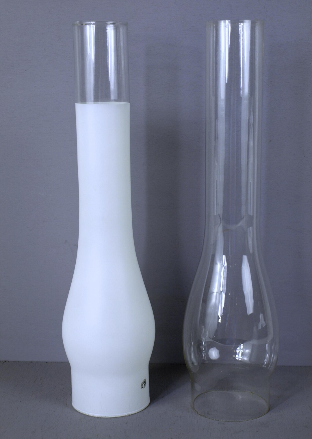 Vintage Glass 14 Chimney for Hurricane or Oil Lamp White Frosted Made ...