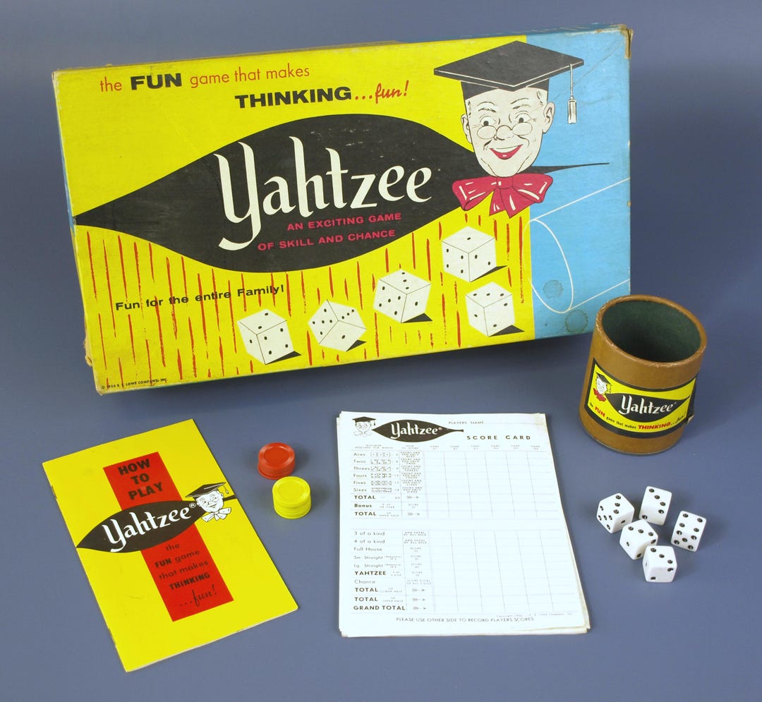 Vintage 1967 Yahtzee Game in Original Box W/ Rules & Game Pieces ...