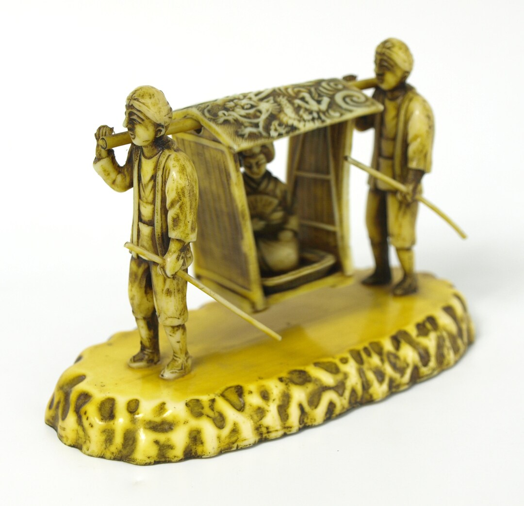 Vintage Japanese Celluloid Sculptural Figurine Geisha Travelling by ...