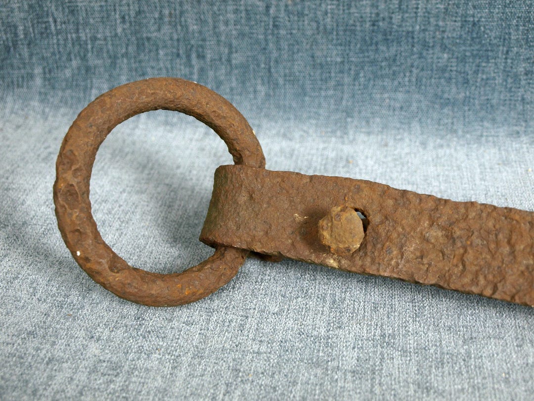 Large Wrought Iron Ring Handle Hinge Carriage Hardware Kettle Hook ...