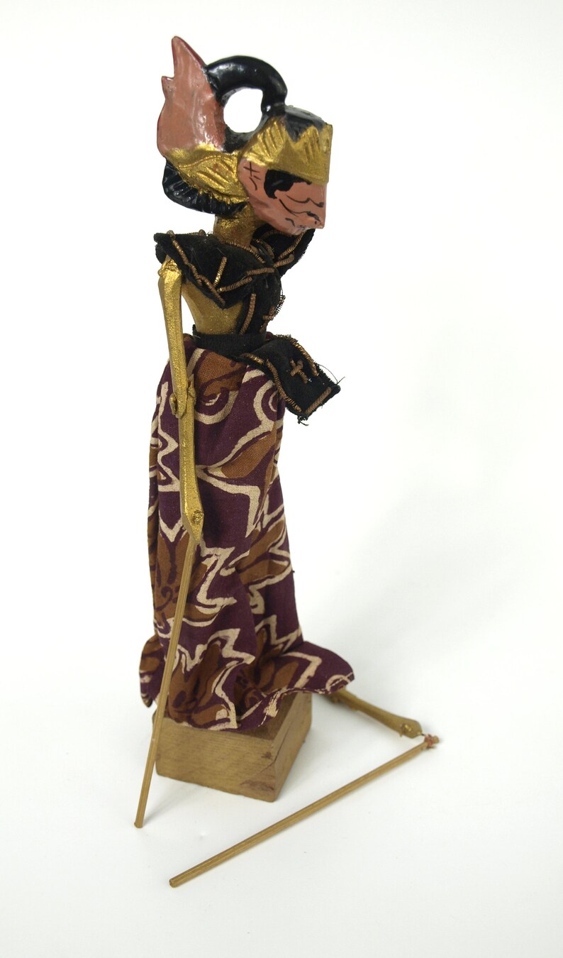 Vintage Indonesian Shadow Puppet Figure on Wooden Base One - Etsy