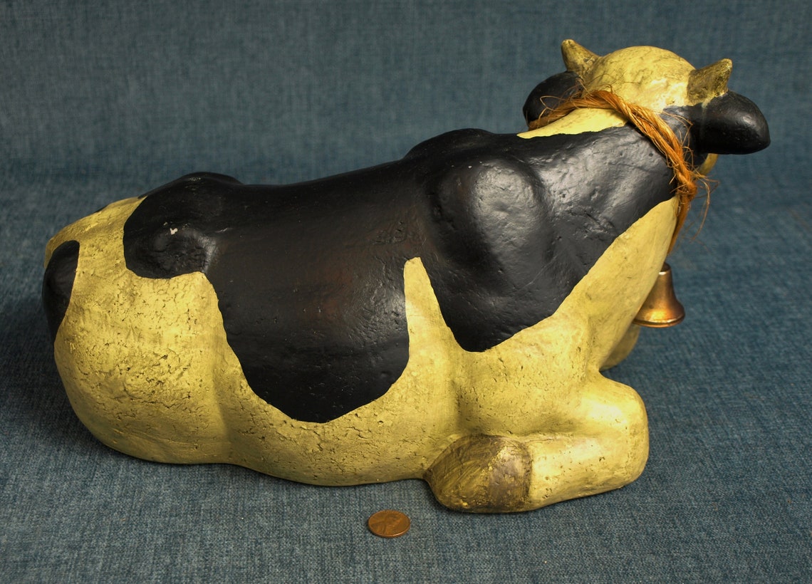 Large Country Chic Cow Figure Rustic Folk Art Style Decor / - Etsy