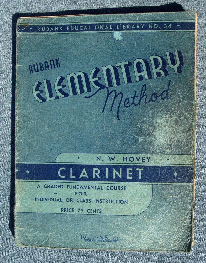 1933 Rubank Educational Library No. 34 Elementary Method Clarinet Sheet ...