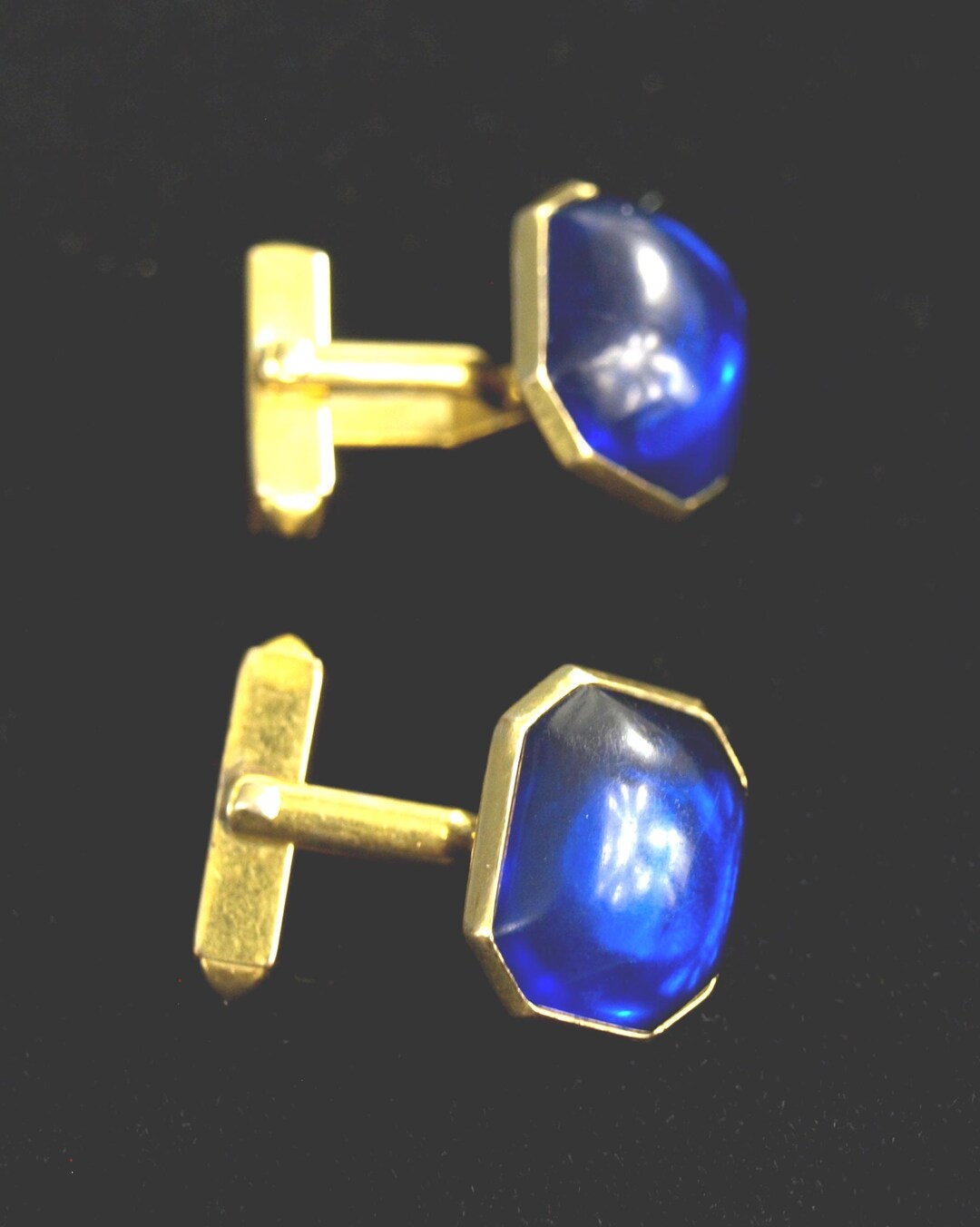 Vintage Mid Century Style SWANK Blue and Gold-tone Cuff Links - Very ...