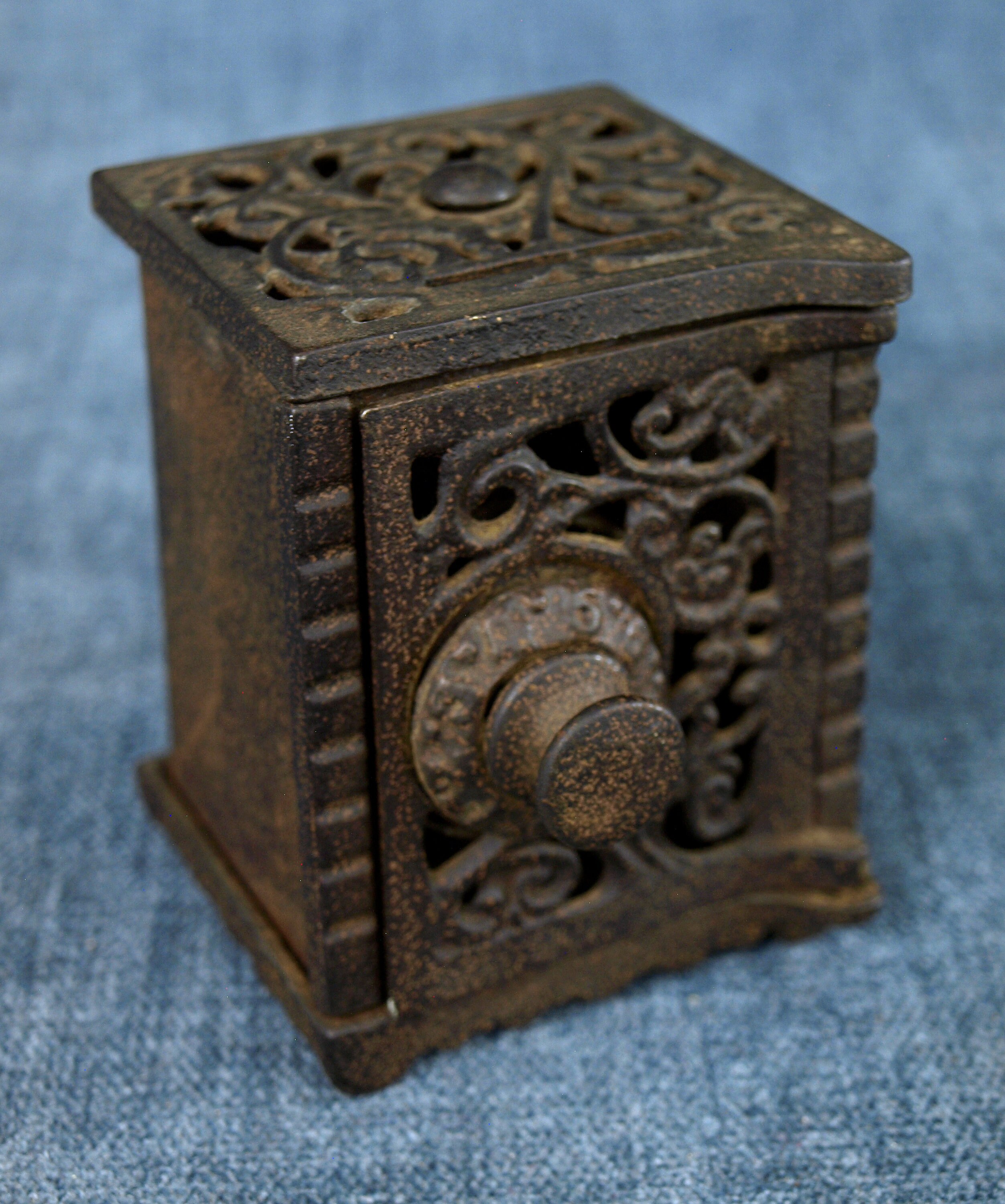 Antique Cast Iron Filigree Miniature Safe Coin Bank With - Etsy
