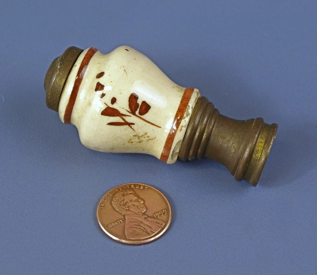 Antique Porcelain and Brass Hand Painted Lamp Finial Circa 1800's ...