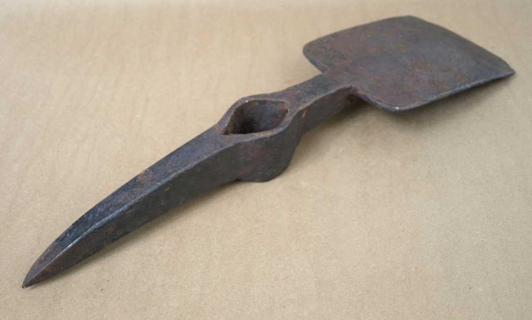 Antique Large Hand Forge Pick Axe / Trench Tool - Pickaxe With Wide ...