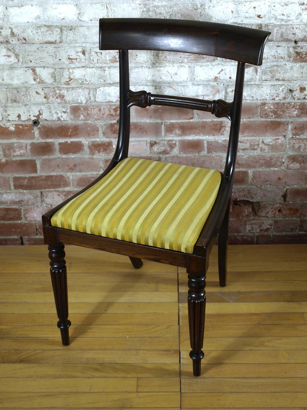 Antique Federal Regency Side Dining Chair Walnut Wood With Velvet ...