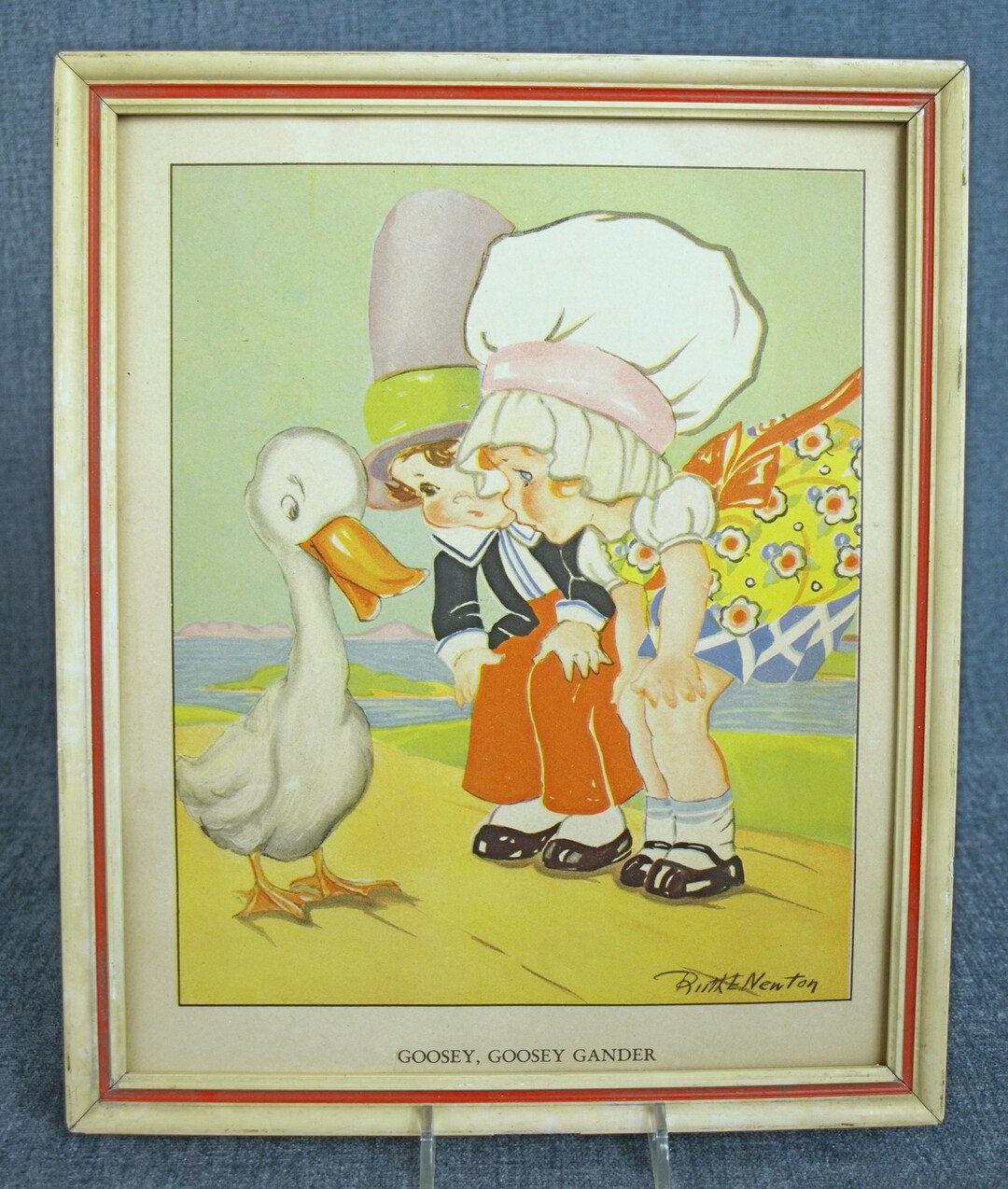 Vintage GOOSEY, GOOSEY GANDER Framed Print - Mother Goose Themed ...