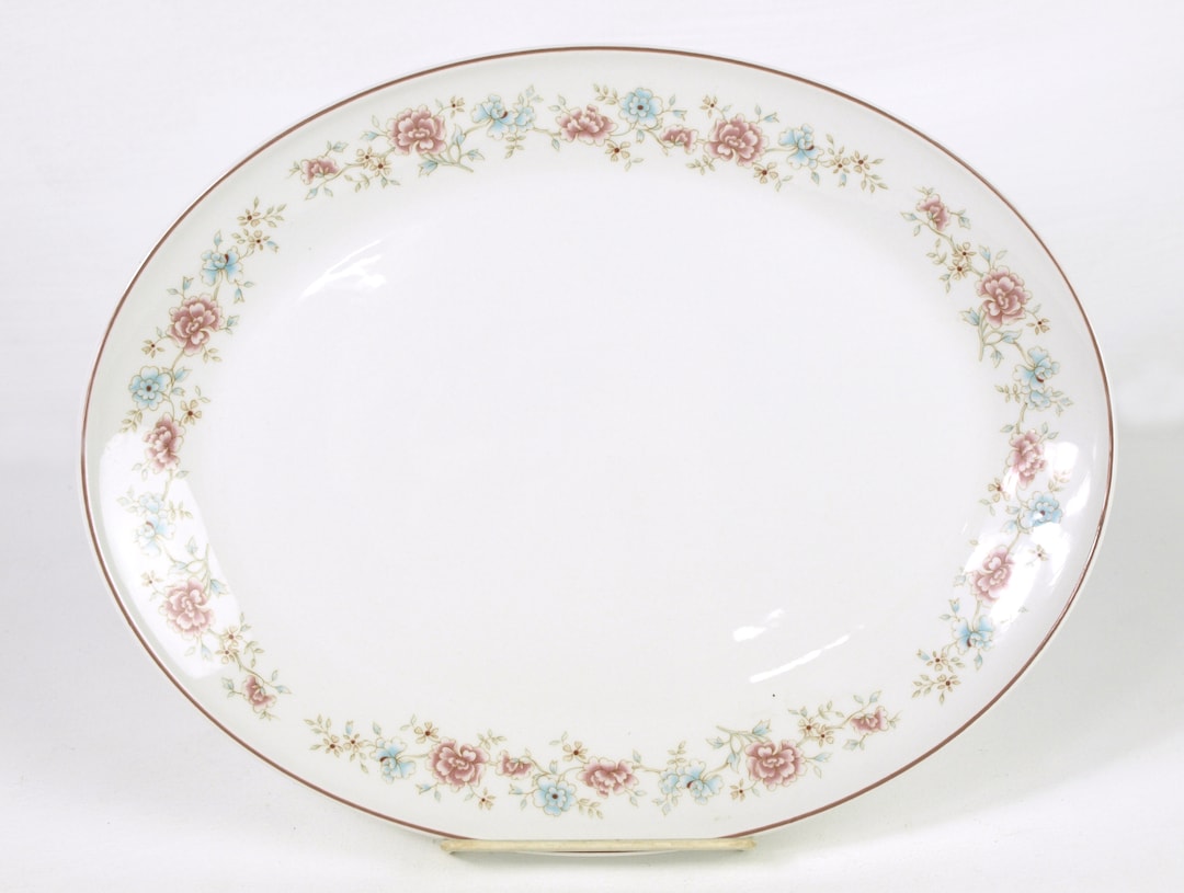 Vintage 12" Oval Serving Platter SLE13 Floral Pattern by STEELITE Made ...