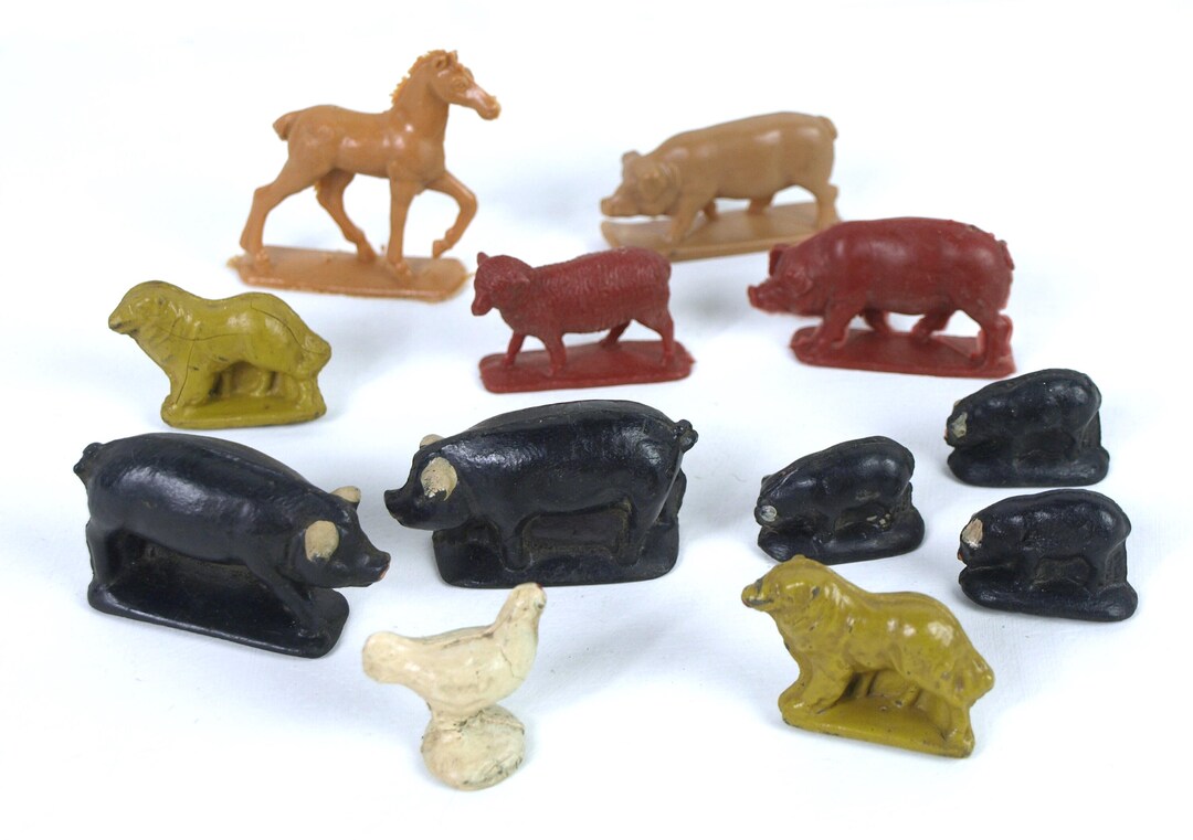 Auburn Rubber Farm Animals, Set of 12 Animals - Pigs, Piglets, Sheep ...