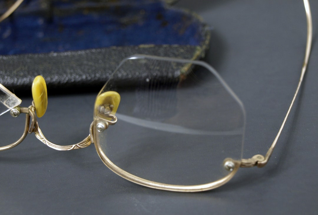 Vintage 1/10 12K Gold Filled Half-rimmed Eyeglasses W/ Wire Temples ...