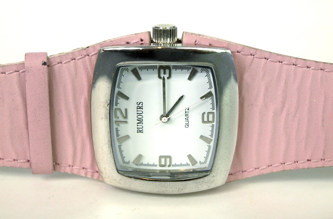 Vintage RUMOURS Ladies Silvertone Quartz Wrist Watch Inset in a Wide ...