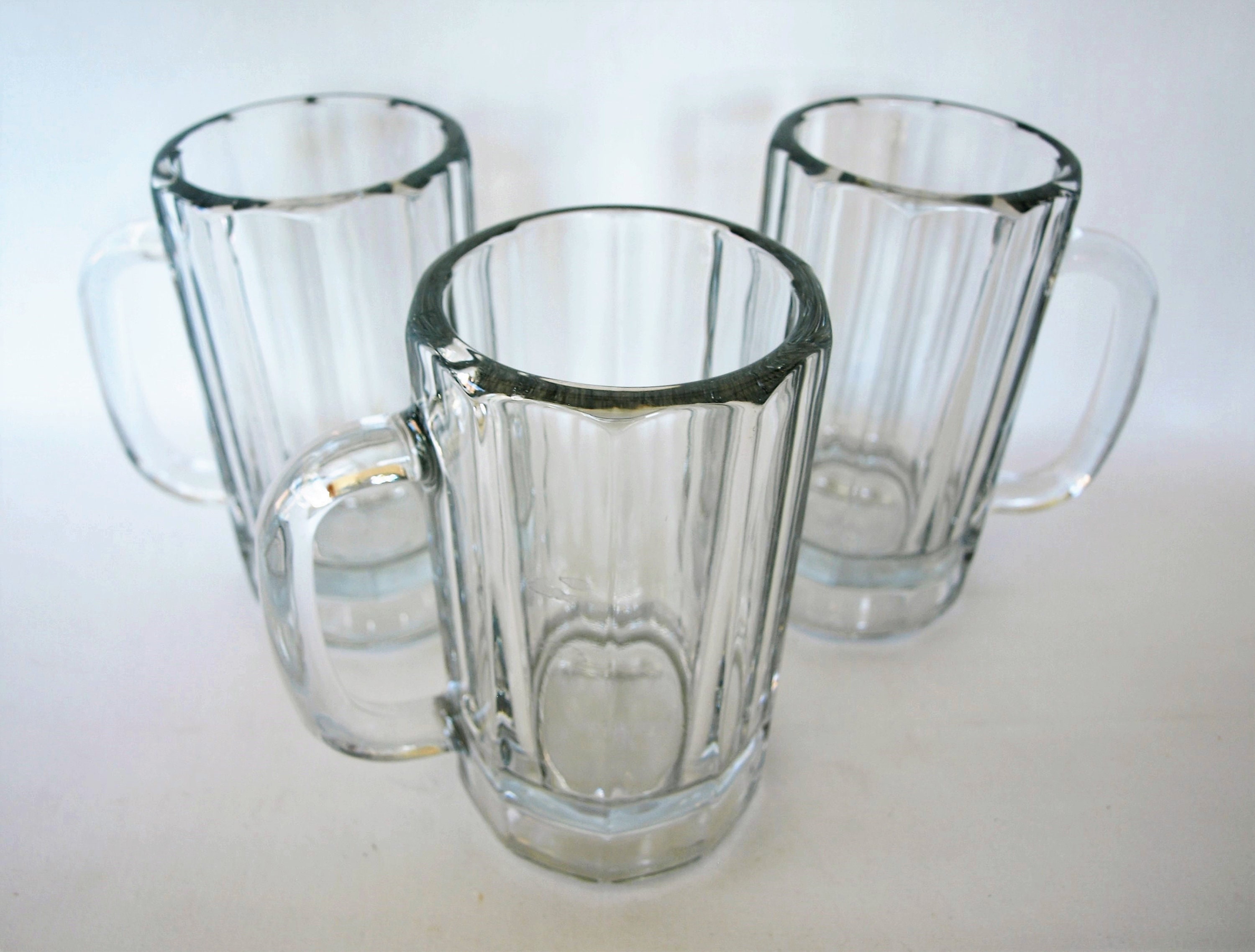 Vintage Clear Glass Pint Beer Mugs Matching Set of 3 - Etsy Sweden