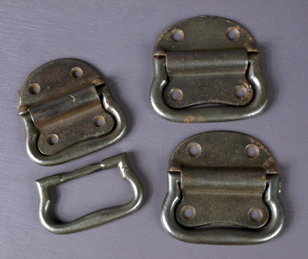 Antique Cast Iron Trunk Handles, Set of 3 Complete Handles W ...