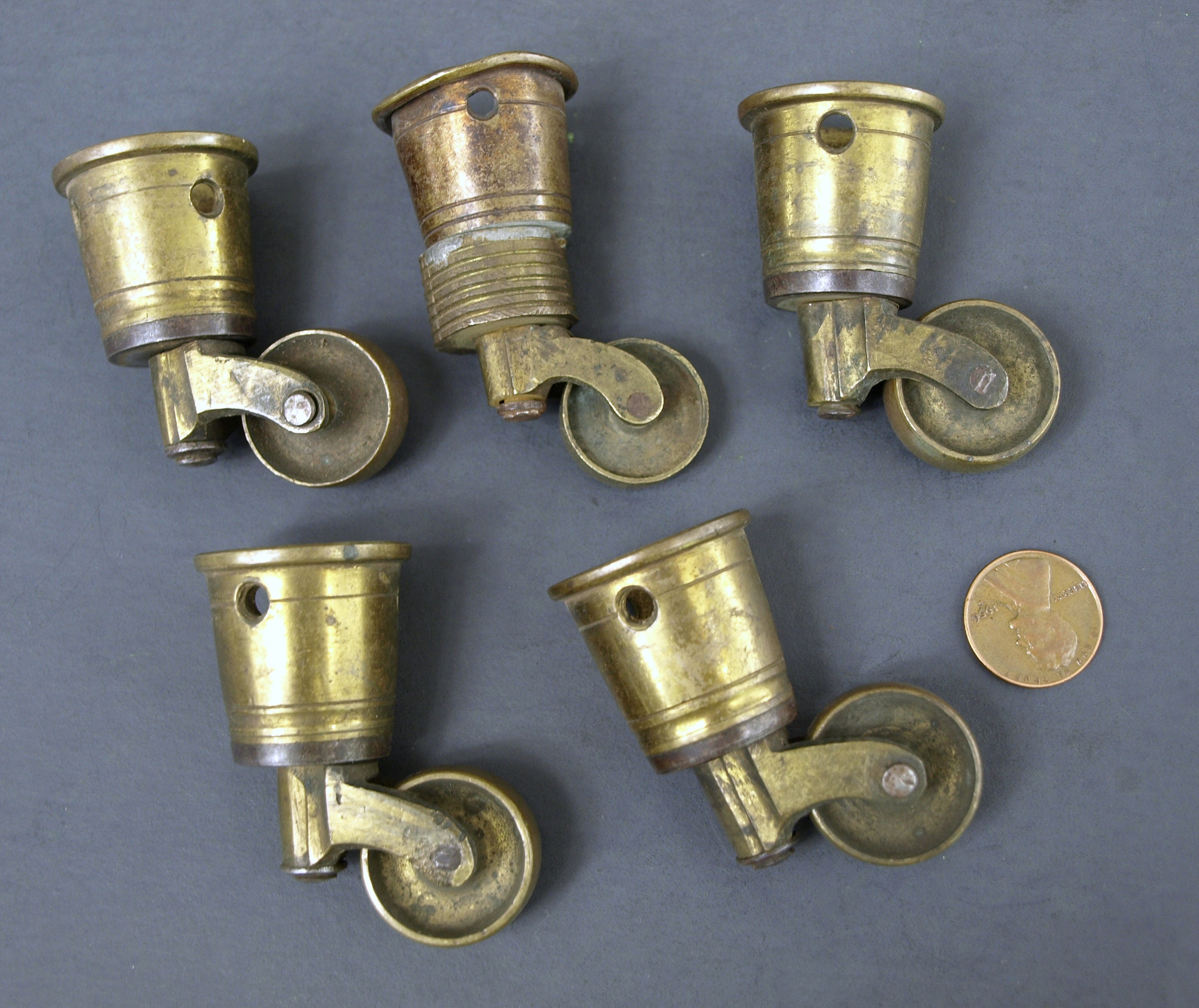 Antique Victorian Deep Socket Brass Casters Set of 2 Brass - Etsy
