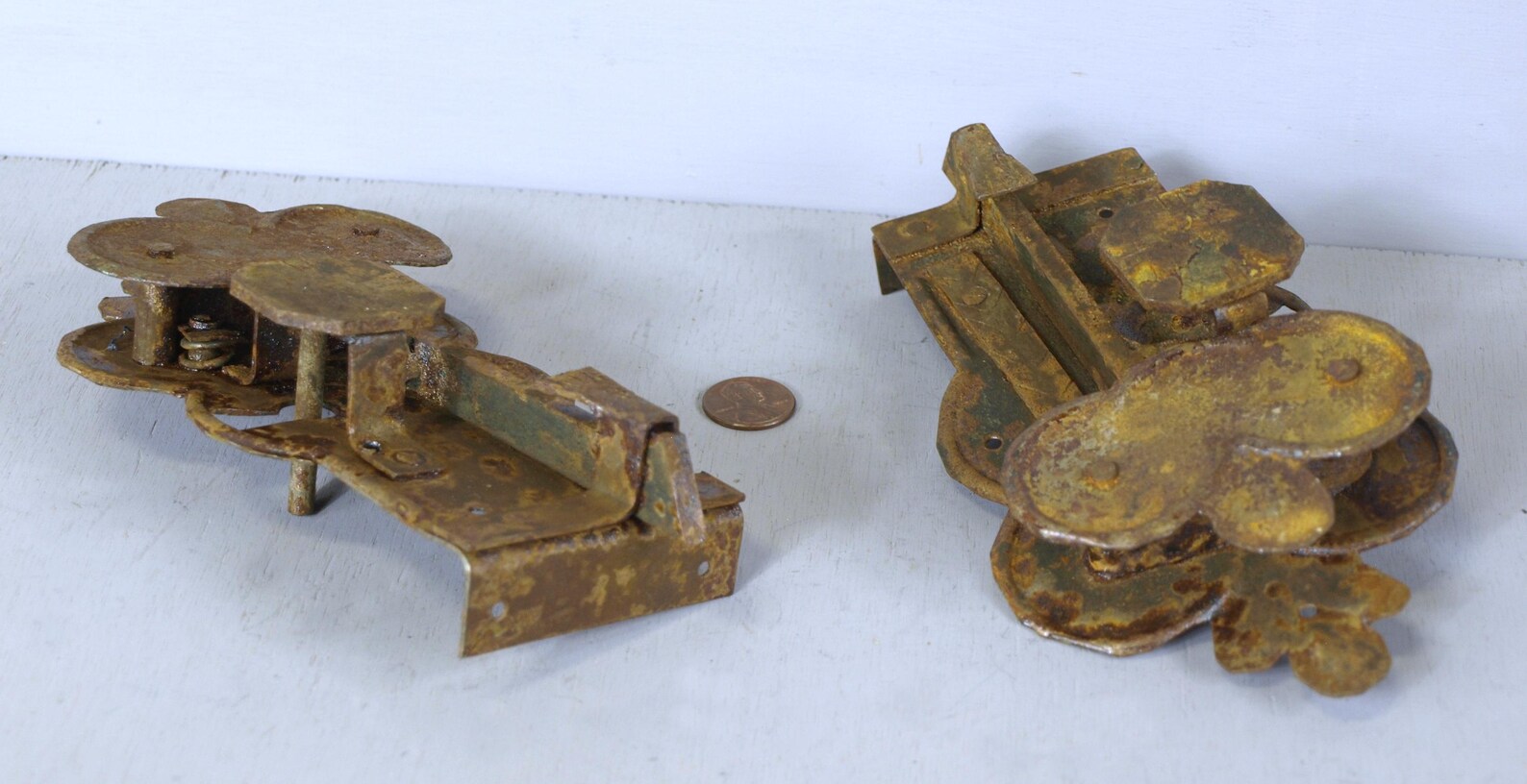 Early Antique Set of (2) Wrought Iron Clover / Heart Locks 17th Century ...