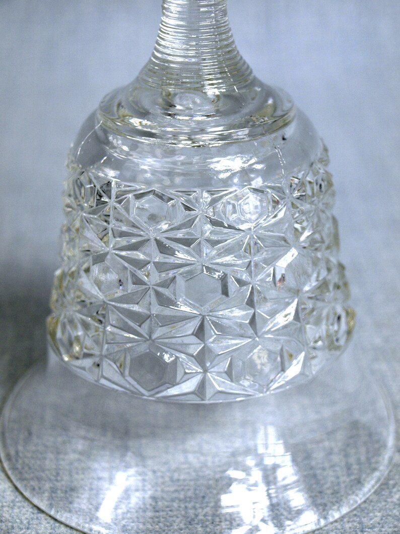 Vintage Large Clear Glass Bell With Ribbed Handle Button and - Etsy