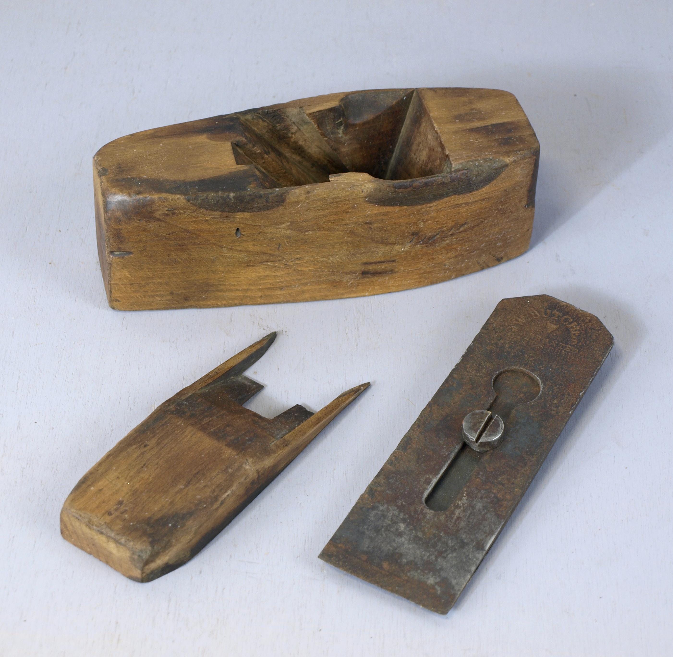 Antique Coffin Wood Block Plane With W. Butcher Cast Steel Blade ...