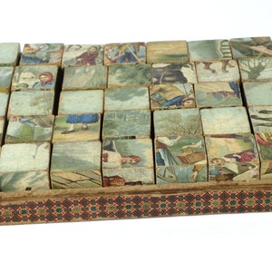 Antique German Wood Block Puzzle, Circa 1890's - Family Farm Scene - 35 ...