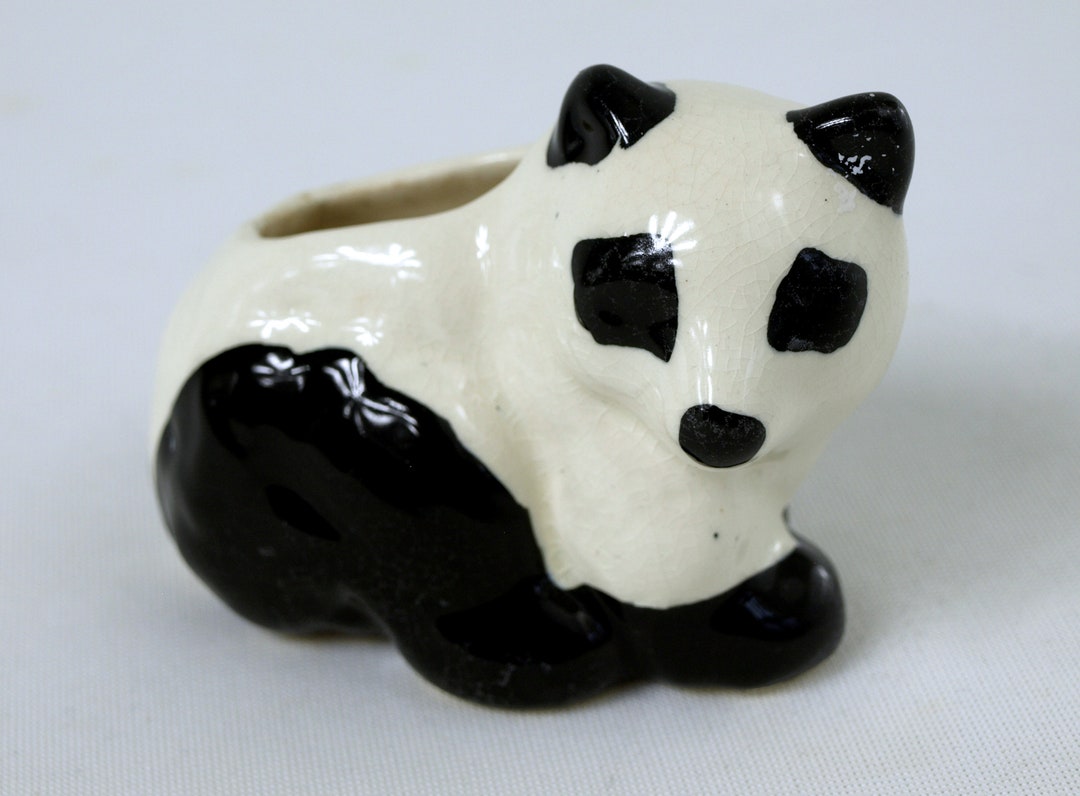 Vintage Ceramic Panda Planter, High Gloss Finish - 4" Long by 3" Tall ...