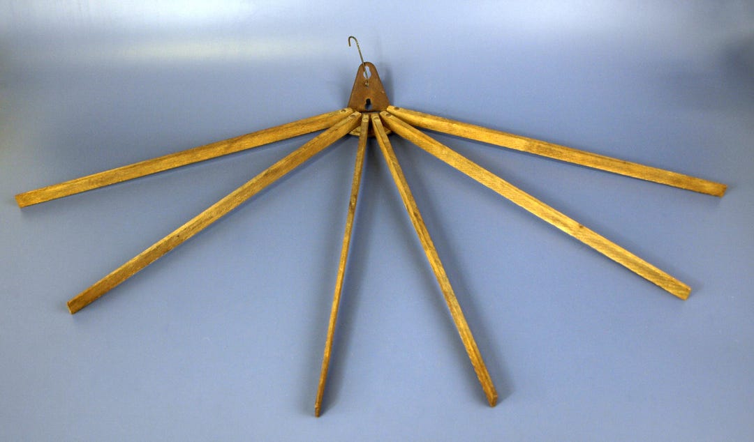Antique Wooden Drying Rack, Wall Mounted - Circa 1910's - 6 Wooden ...