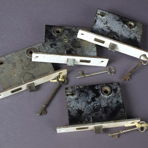 Antique Cast Iron Mortise Door Locks, Set of 4 WITH KEYS, Circa 1900's ...