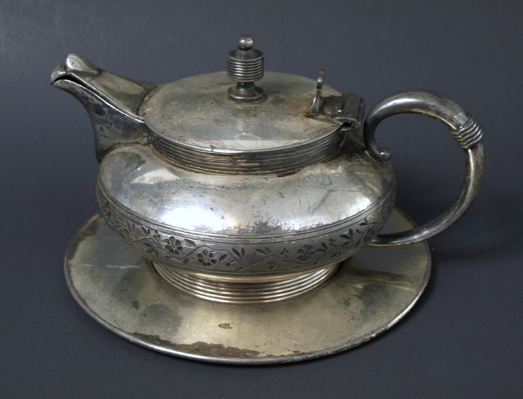 Antique Meriden Company Small Personal Silver Plated Tea Pot With Tray ...