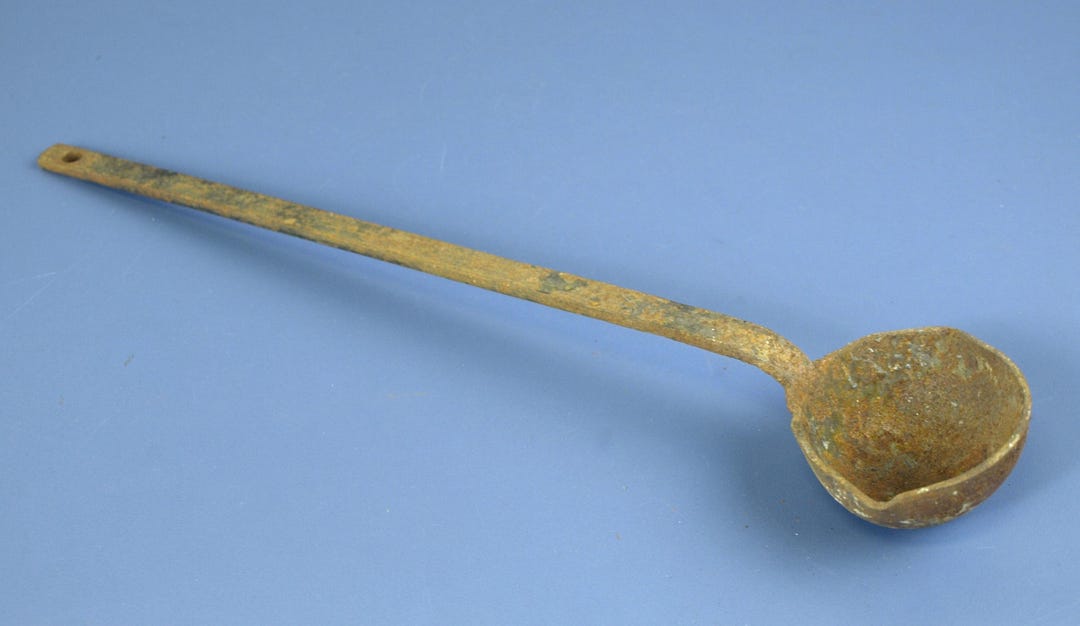 Antique Hand Forged Iron Smelting Ladle W/ Side Spout Aka Pour Lip - 14 ...